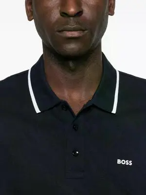 BOSS Cotton-piqué Polo Shirt With Contrast Tipping - Blue