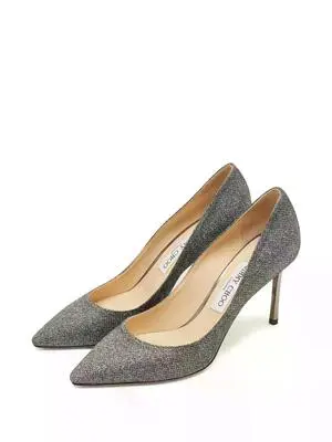 JIMMY CHOO Coarse Glitter Pointed Toe Stiletto Heel Pumps