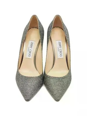 JIMMY CHOO Coarse Glitter Pointed Toe Stiletto Heel Pumps