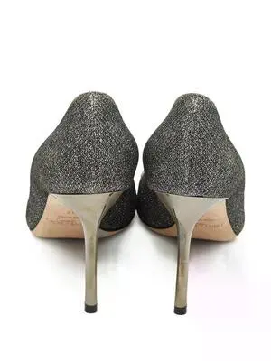 JIMMY CHOO Coarse Glitter Pointed Toe Stiletto Heel Pumps