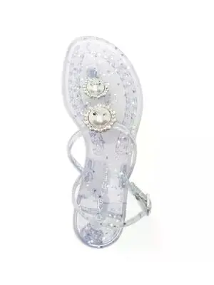 Casadei Embellished T-strap Sandals - White