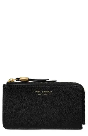 Tory Burch Romy Leather Zip Card Case Black
