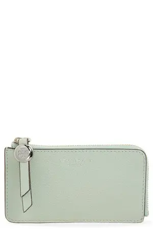 Tory Burch Romy Leather Zip Card Case Light Green