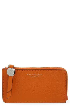 Tory Burch Romy Leather Zip Card Case Orange