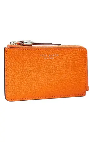 Tory Burch Romy Leather Zip Card Case - Orange