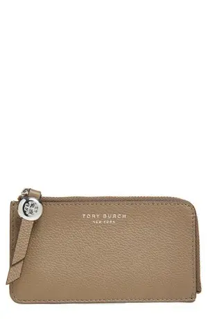 Tory Burch Romy Leather Zip Card Case - Wild Mushroom