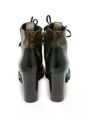 LOUIS VUITTON Monogram Chunky Heel Boots