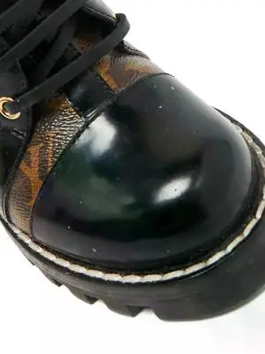 LOUIS VUITTON Monogram Chunky Heel Boots