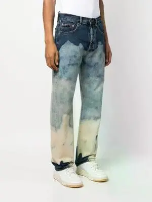 Palm Angels Tie-dye Straight Leg Jeans