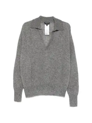 TOM FORD V-neck Collared Sweater - Grey
