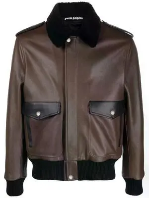 Palm Angels Racing Aviator Leather Jacket