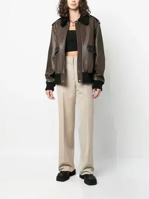Palm Angels Racing Aviator Leather Jacket
