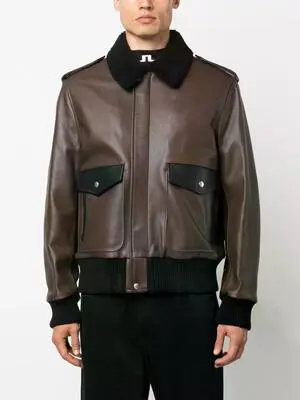 Palm Angels Racing Aviator Leather Jacket