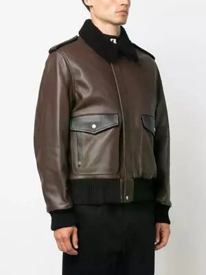 Palm Angels Racing Aviator Leather Jacket