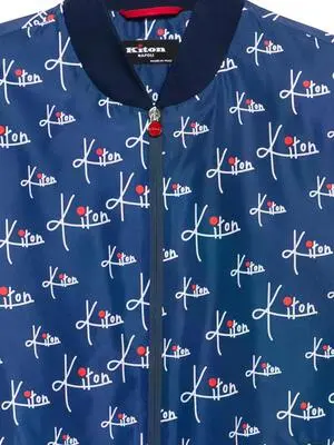 Kiton Zip Printed Jacket - Blue