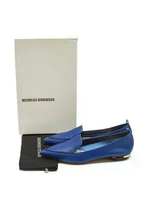 NICHOLAS KIRKWOOD Beya Sculpted-heel Leather Loafers - Blue
