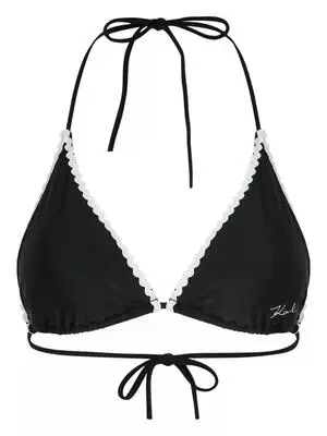 Karl Lagerfeld Scallop-trimmed Bikini Top - Black
