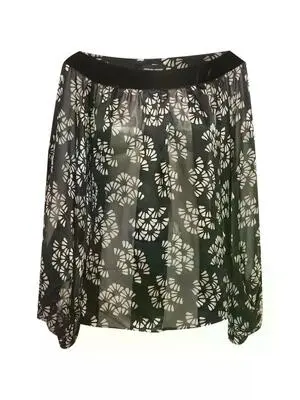 ARMANI Printed Blouse With Velvet Trim