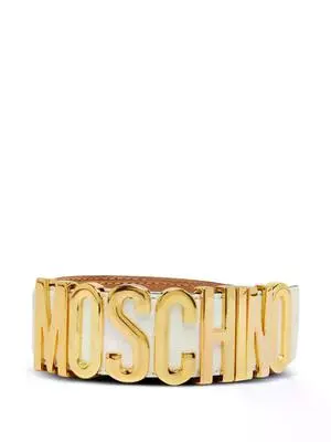 Moschino Logo Leather Belt - White