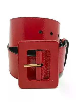 Saint Laurent Leather Buckle Belt - Red