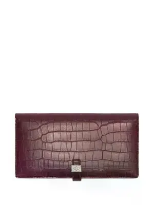 GANNI Crocodile-effect Flap Wallet - Red
