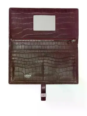 GANNI Crocodile-effect Flap Wallet - Red