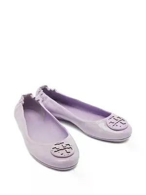 Tory Burch Minnie Logo Leather Ballet Flats