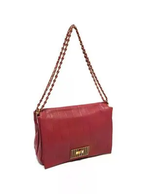 Fendi Claudia Embossed Leather Shoulder Bag
