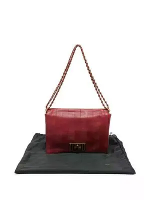 Fendi Claudia Embossed Leather Shoulder Bag