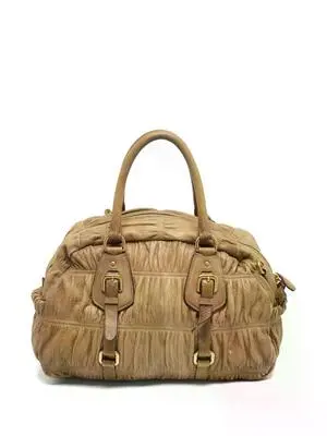 Prada Gaufre Pleated Leather Tote Bag