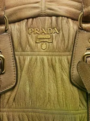 Prada Gaufre Pleated Leather Tote Bag