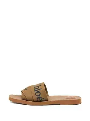 Chloé Canvas Logo Flat Sandals