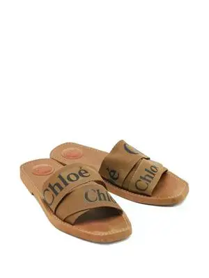 Chloé Canvas Logo Flat Sandals