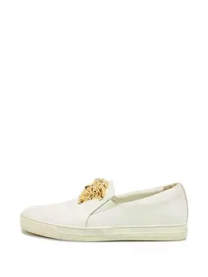 Versace Leather Medusa Slip-on Sneakers - White