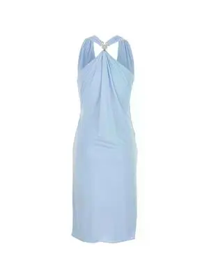 Versace Sleeveless V-neck Midi Dress - Blue