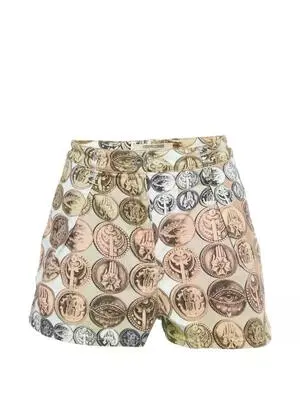 Roberto Cavalli Printed Denim Shorts