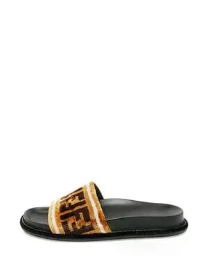 Fendi Velvet Monogram Slides