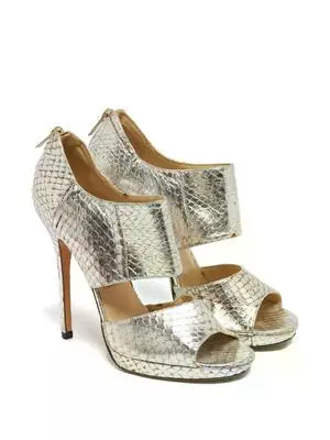 JIMMY CHOO Python-effect Embossed Leather Sandals