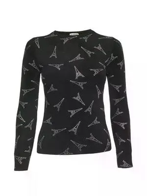 Balenciaga Eiffel Tower Pattern Crystal-studded T-shirt