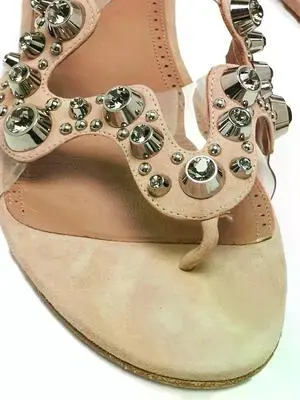 Alaïa Crystal Embellished Suede Flats