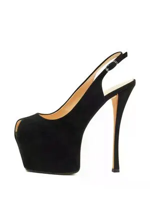 Giuseppe Zanotti Black Suede Slingback Heels