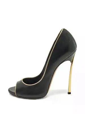 Casadei Leather Peep-toe Pumps