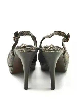 STUART WEITZMAN Snakeskin-embossed Slingback Pumps
