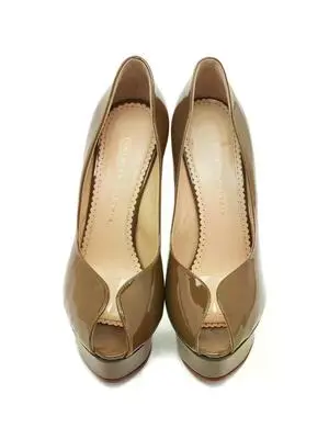 CHARLOTTE OLYMPIA Platform Peep-toe Pumps - Brown