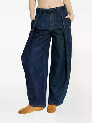 Loewe Belted Pleated Wide-leg Jeans