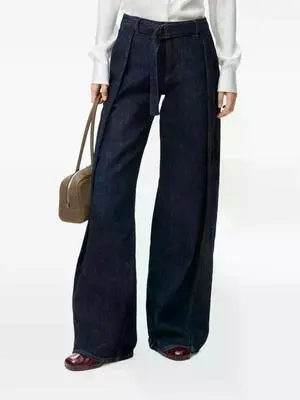 Loewe Belted Pleated Wide-leg Jeans