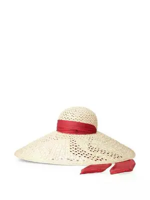 MAISON MICHEL Blanche Ribbon-detailed Hat - Neutrals