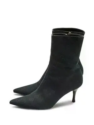 Gucci Gg Canvas Pointed Ankle Boots