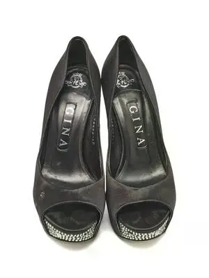 GINA Satin Embellished Platform Pumps