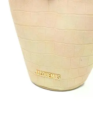 Jacquemus Le Petit Bambola Crocodile-effect Suede Tote Bag - Neutrals